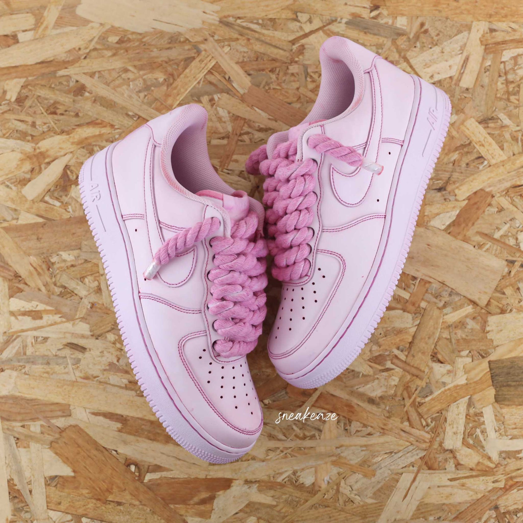 Nike Air Force 1 custom - Full Pink Rope Laces – SNEAKEAZE CUSTOMS